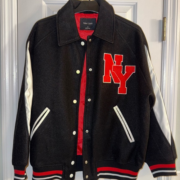 New Look | Jackets & Coats | New Look Black And Red Varsity Jacket ...